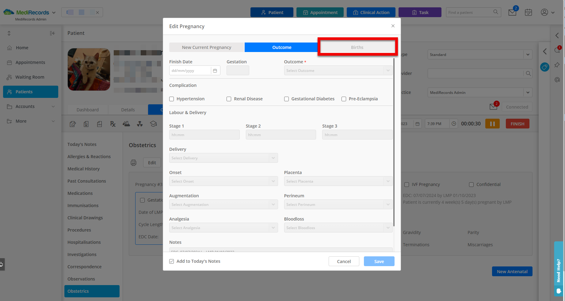 Obstetrics: Current Pregnancy Records – Knowledge Base