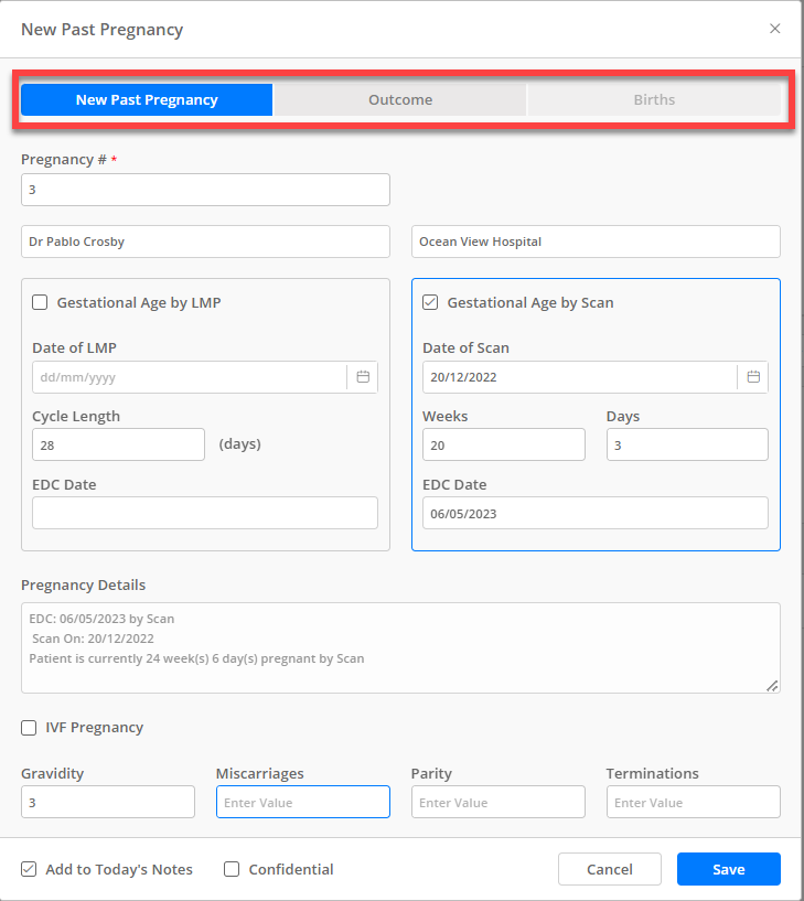 Obstetrics: Past Pregnancy Records – Knowledge Base