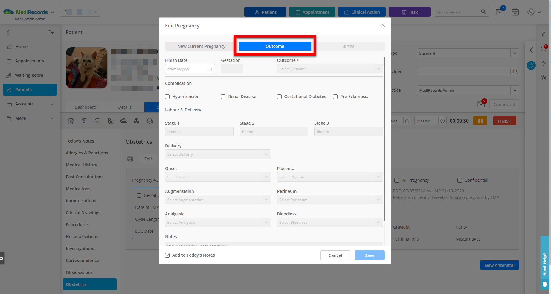 Obstetrics: Current Pregnancy Records – Knowledge Base