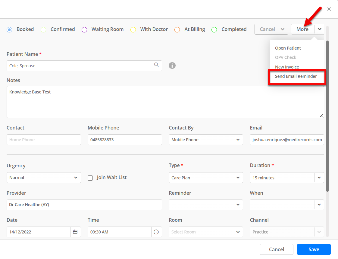 Appointment Reminders & Confirmations - Email – Knowledge Base