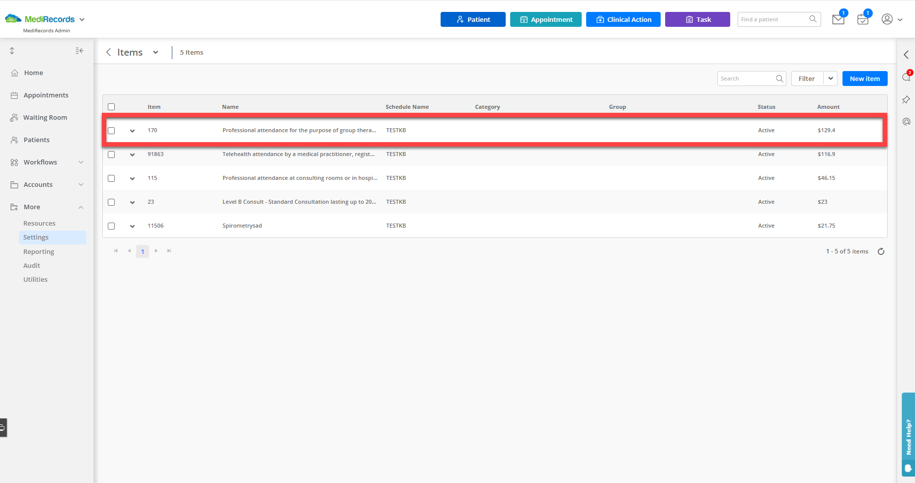 Fee Schedules & Custom Billing Items: Management – Knowledge Base