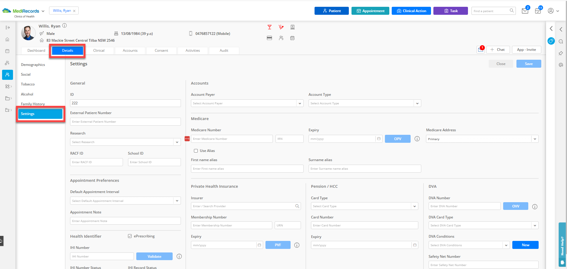 Patient Settings Tab: Quick Guide – Knowledge Base