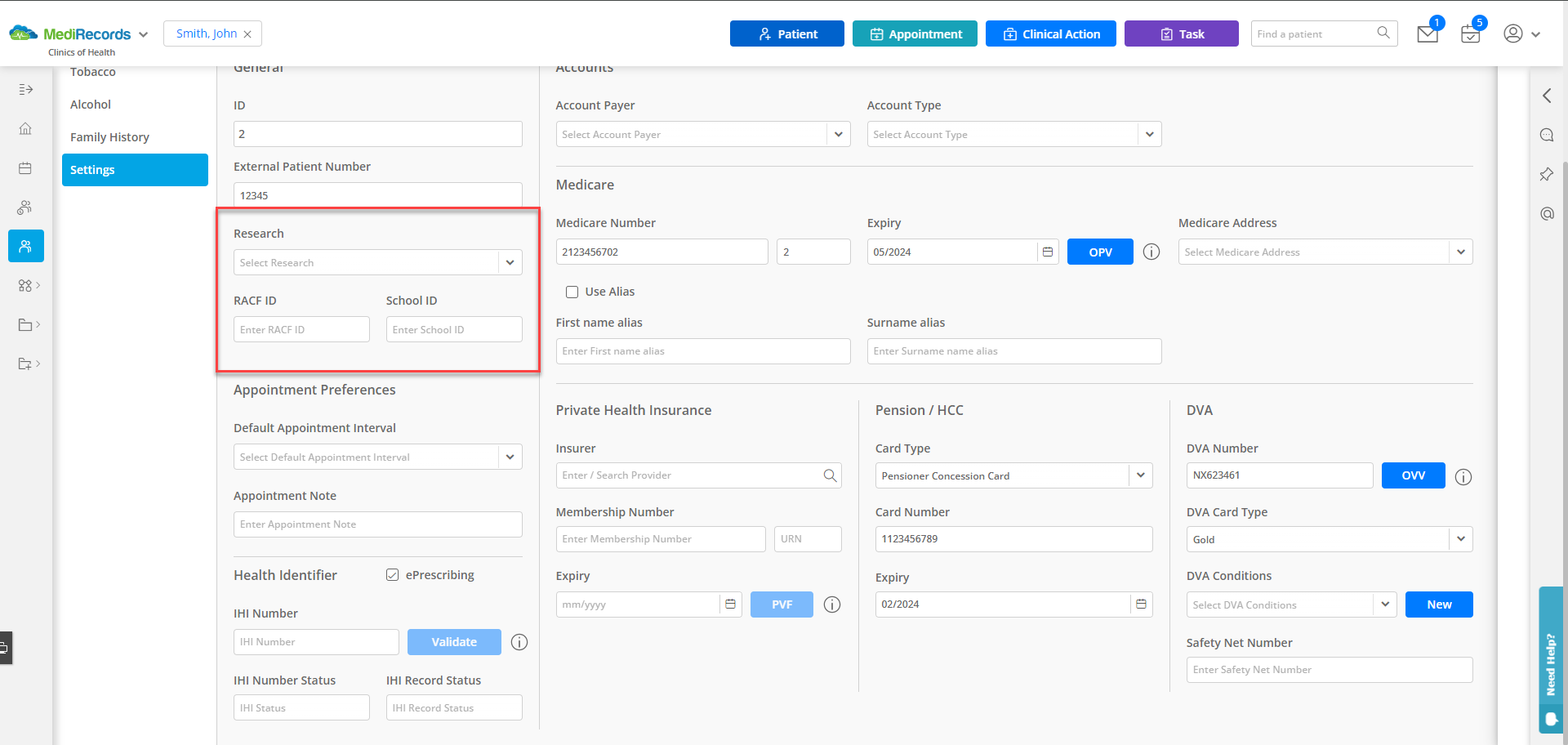 Patient Settings Tab: Quick Guide – Knowledge Base
