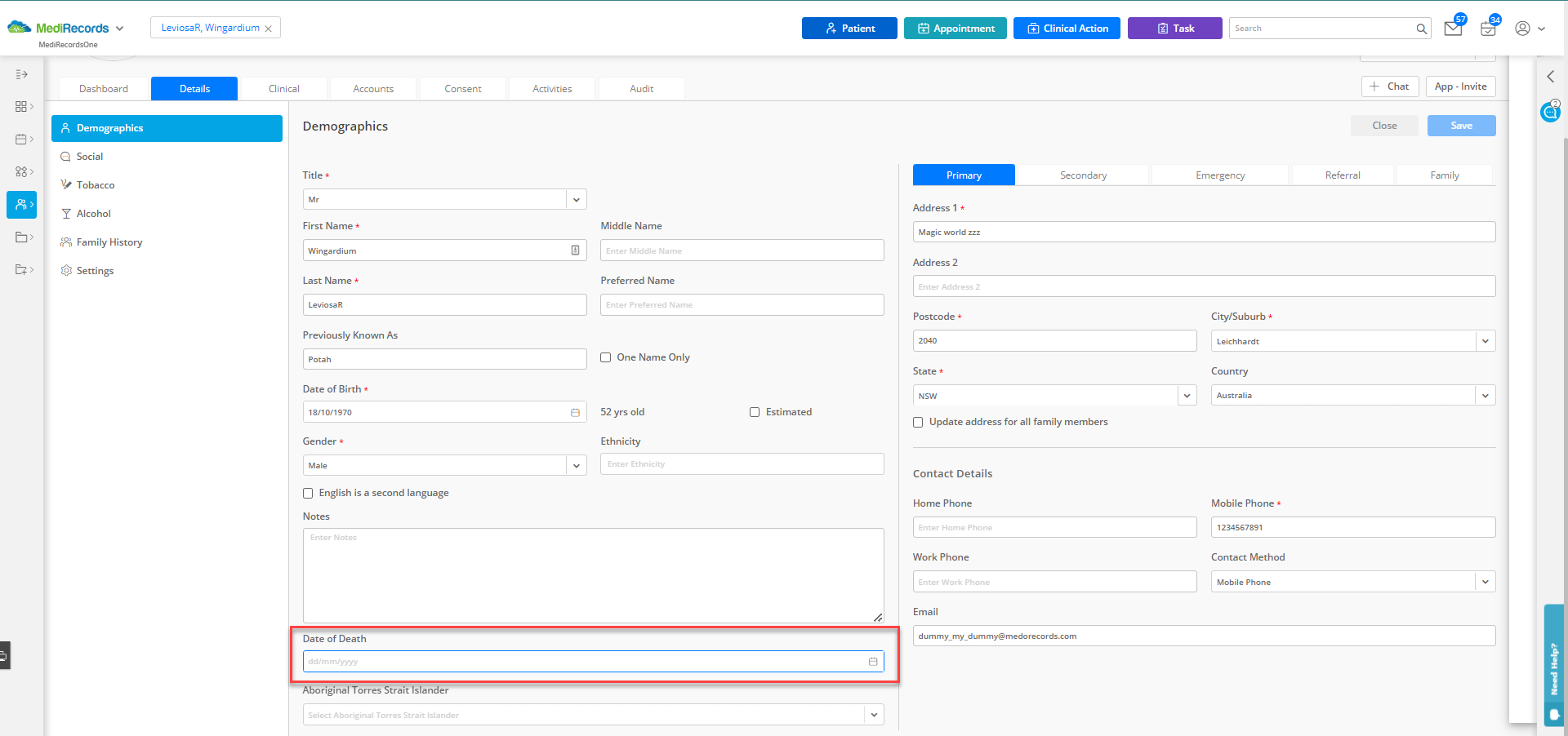 Adding & Managing Records for Deceased Patients – Knowledge Base