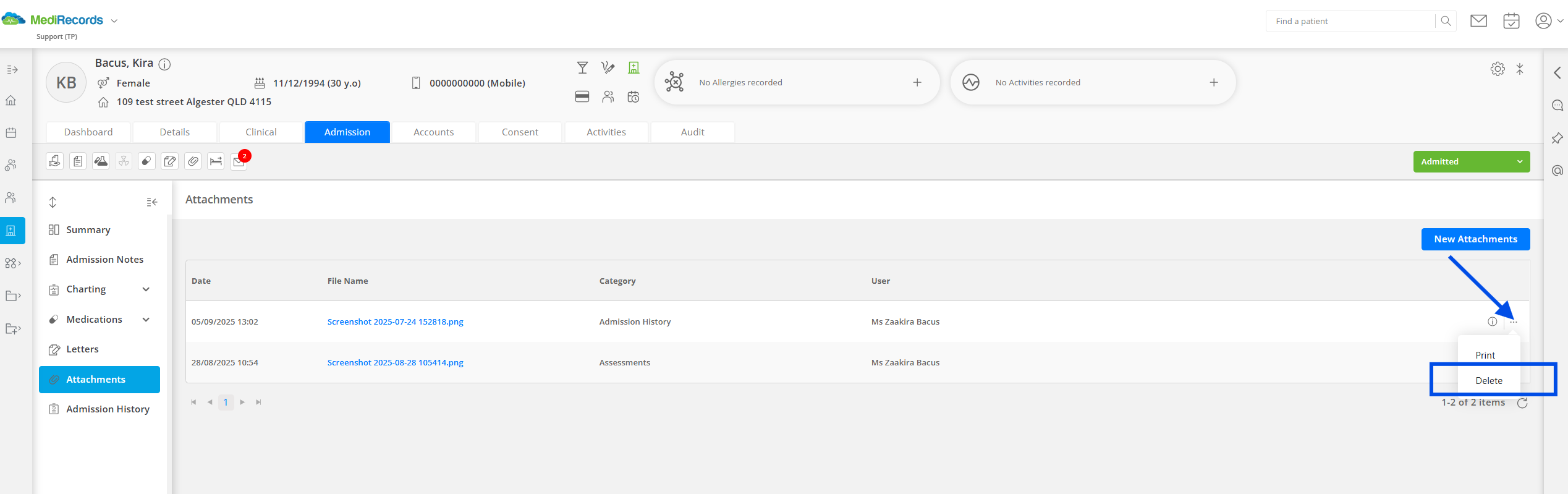 Admissions: Attachments – Knowledge Base