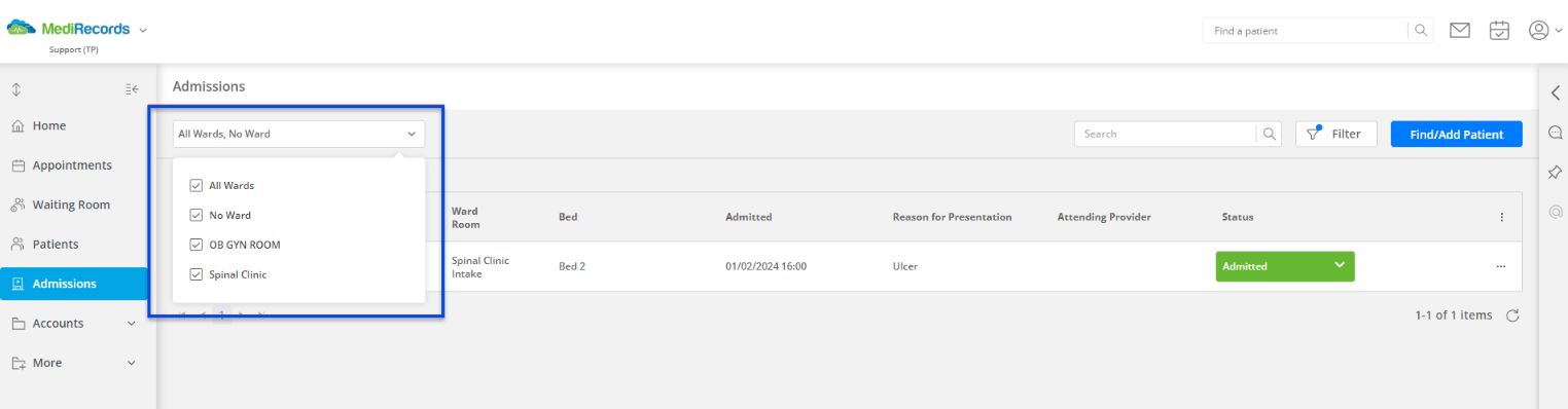 Admissions: The Admissions List, Admitting Patients, & Moving Patients – Knowledge Base