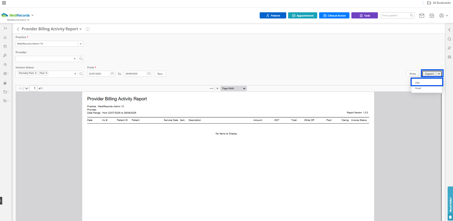 Provider Billing Activity Report – Knowledge Base