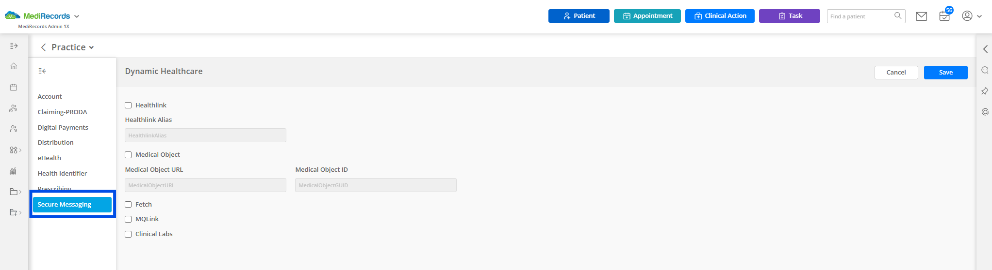 Secure Messaging: Configuration - Healthlink, Medical Objects, Clinical ...