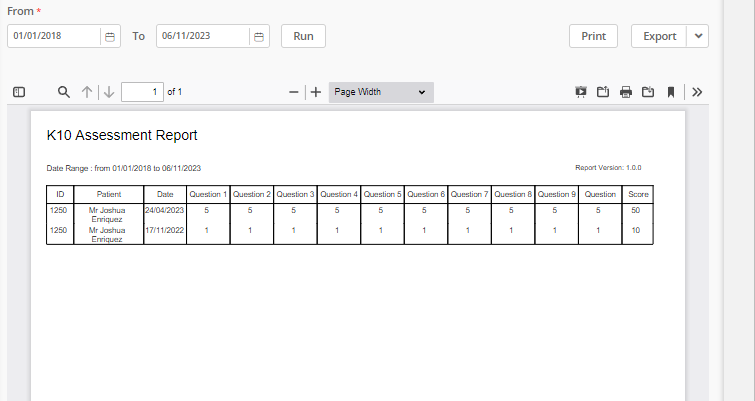 K10 Assessment Report – Knowledge Base