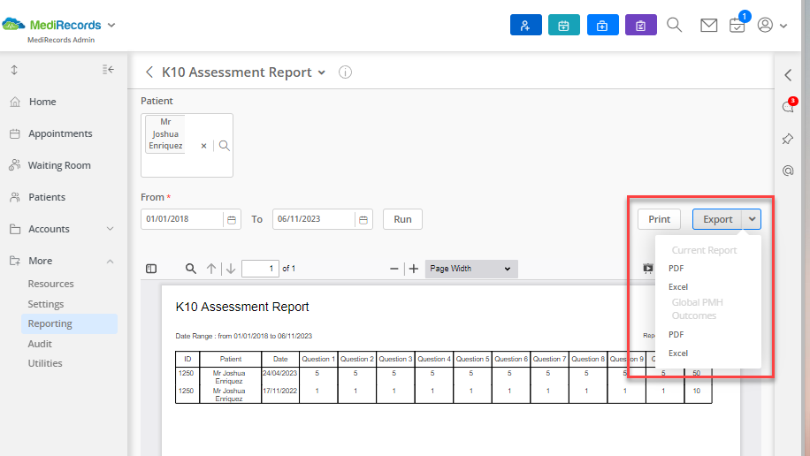 K10 Assessment Report – Knowledge Base