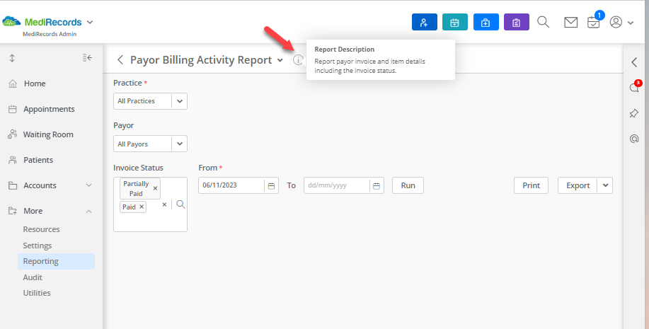 Payor Billing Activity Report – Knowledge Base