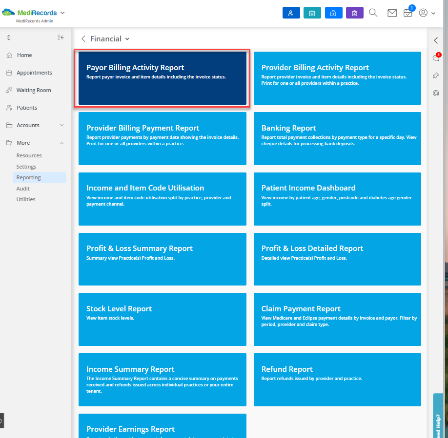 Payor Billing Activity Report – Knowledge Base
