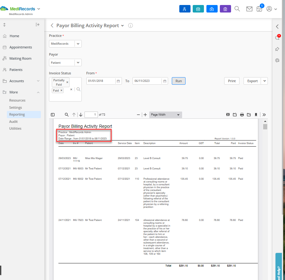 Payor Billing Activity Report – Knowledge Base