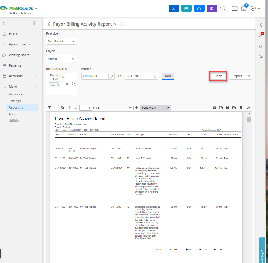 Payor Billing Activity Report – Knowledge Base